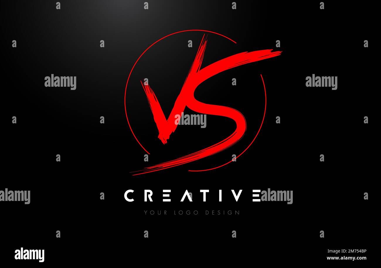 Red VS Brush Letter Logo Design. Artistic Handwritten Brush Letters ...