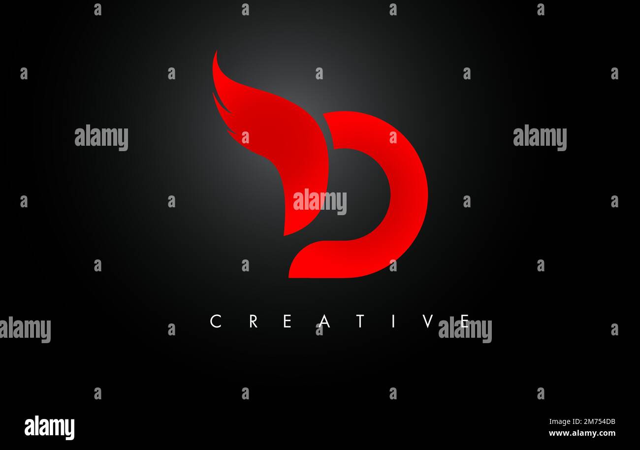 Red D Letter Wings Logo Design Icon. Flying Wing Letter Logo with ...