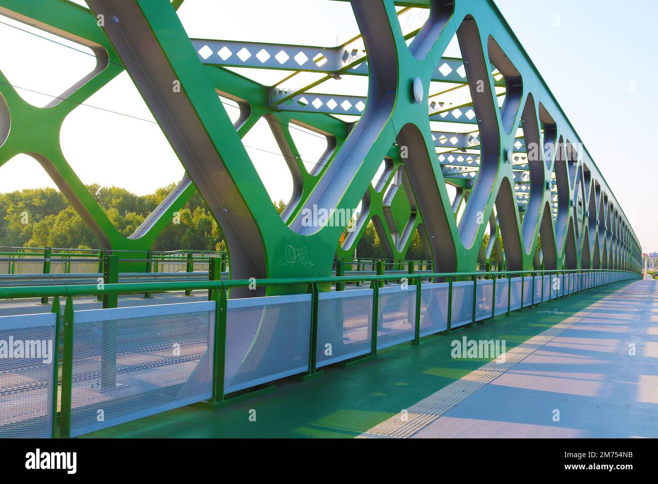 The Old Bridge over the Danube River in Bratislava, Slovakia. Green ...