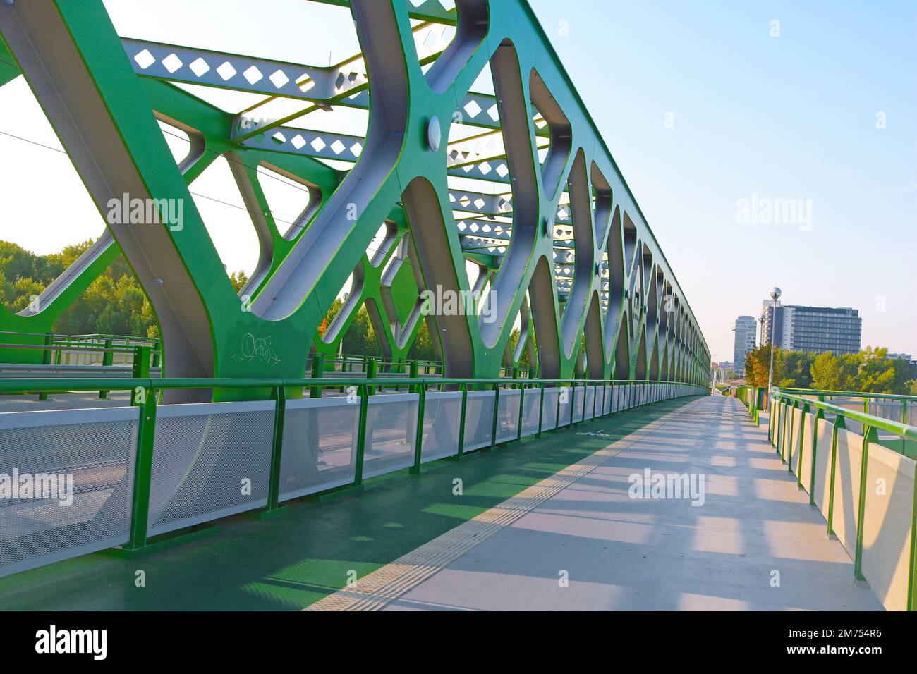 The Old Bridge over the Danube River in Bratislava, Slovakia. Green ...