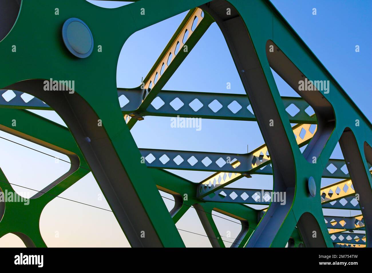 The Old Bridge over the Danube River in Bratislava, Slovakia. Green ...
