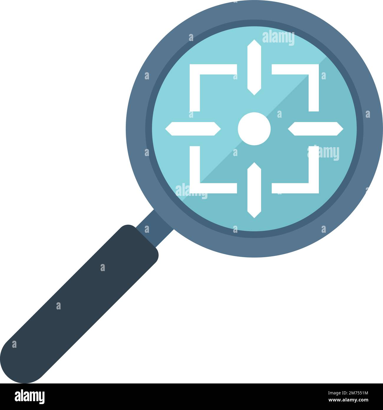 Magnifier focus icon flat vector. Team job. Social job isolated Stock ...