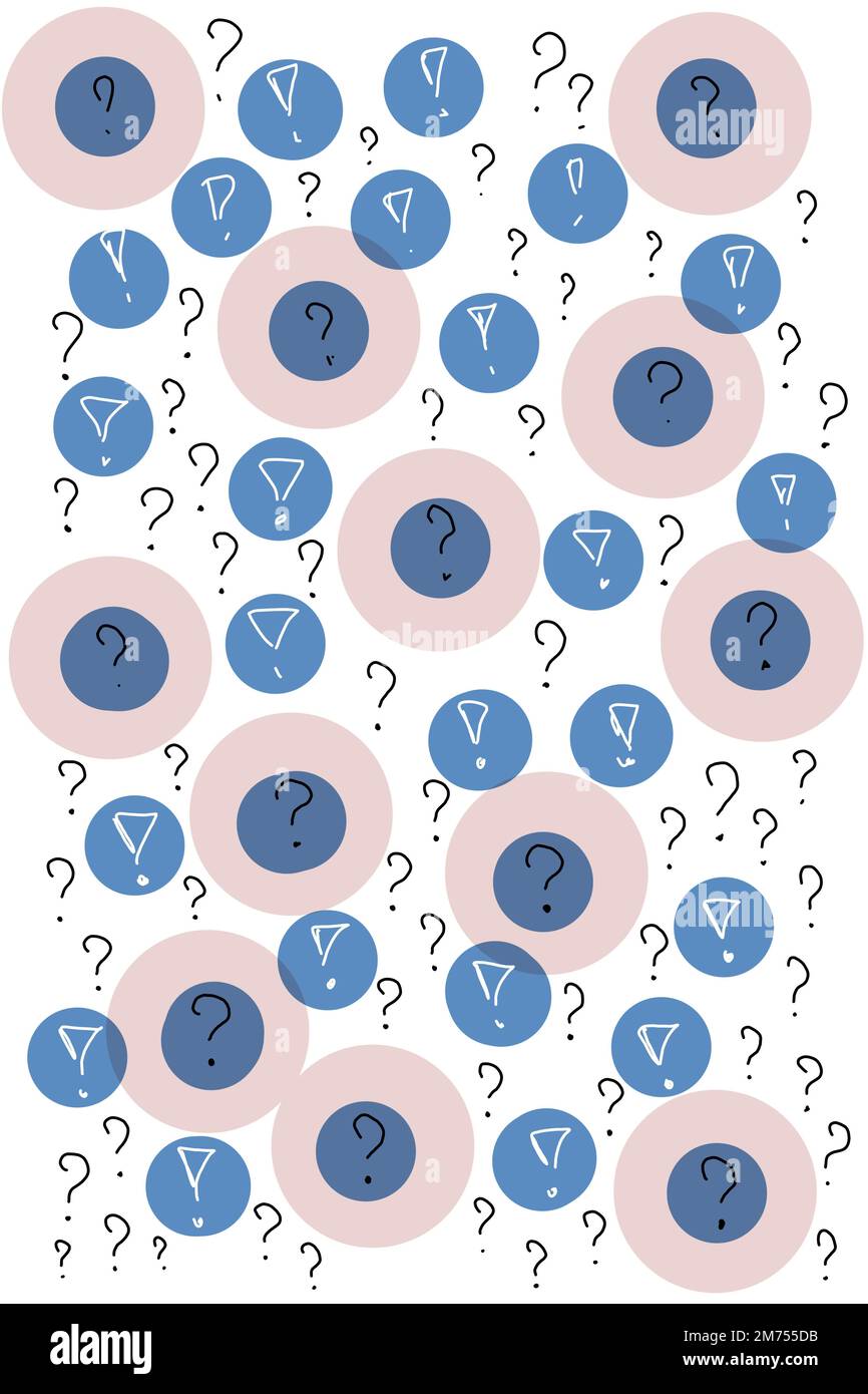 Colored illustration with punctual and question marks hand drawing ...
