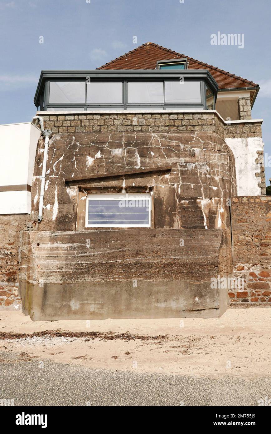 Carantec, house built on a bunker, Morlaix bay, Finistere, Bretagne ...