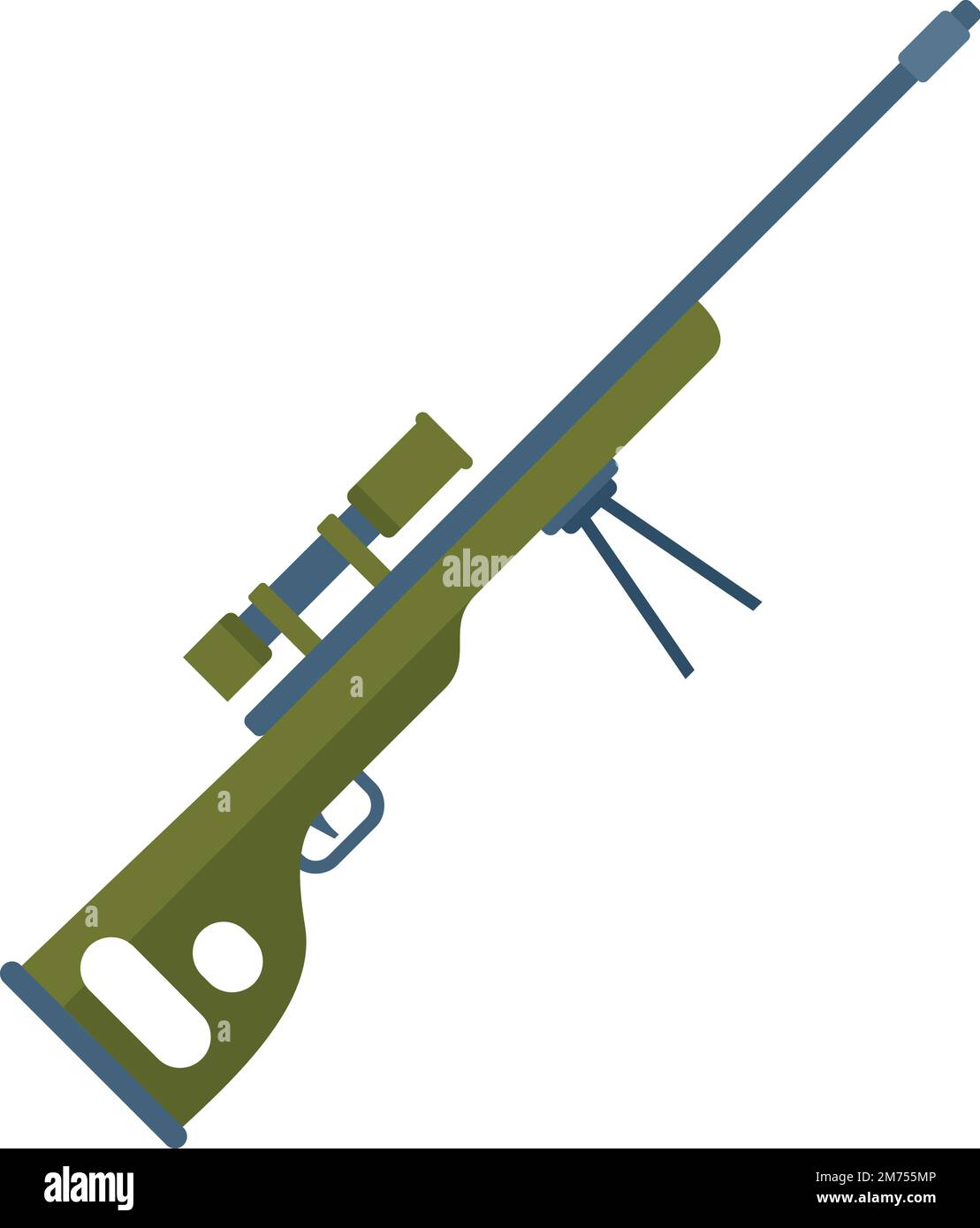 Sniper gun icon flat vector. Weapon rifle. Military scope isolated ...