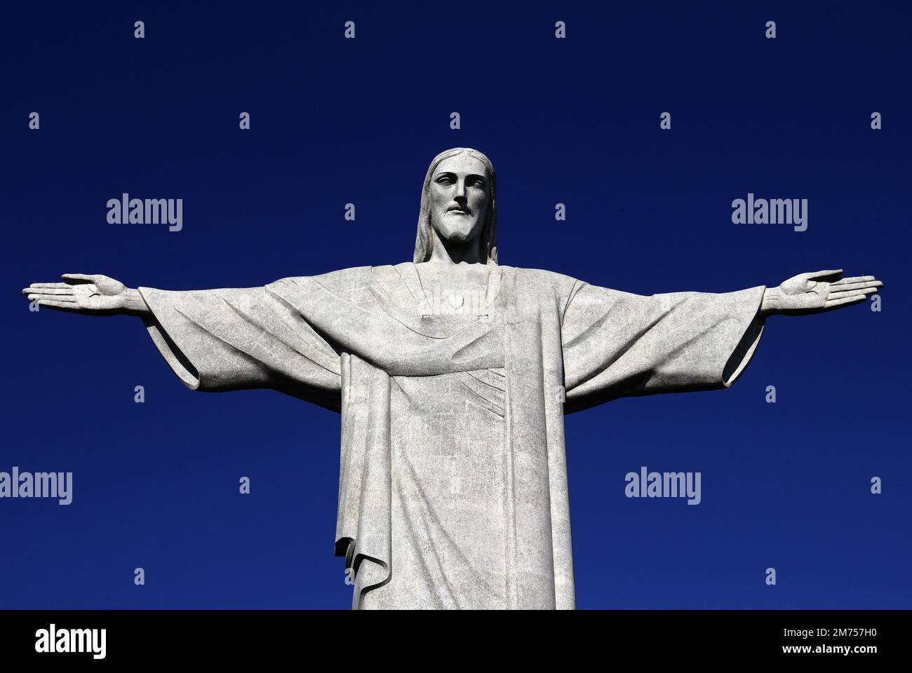 A statue of Christ the Redeemer in Rio de Janeiro in Brazil Stock Photo ...