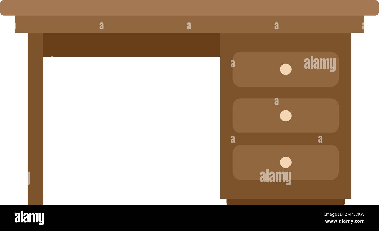 Object table icon flat vector. Wood desk. Top board isolated Stock ...