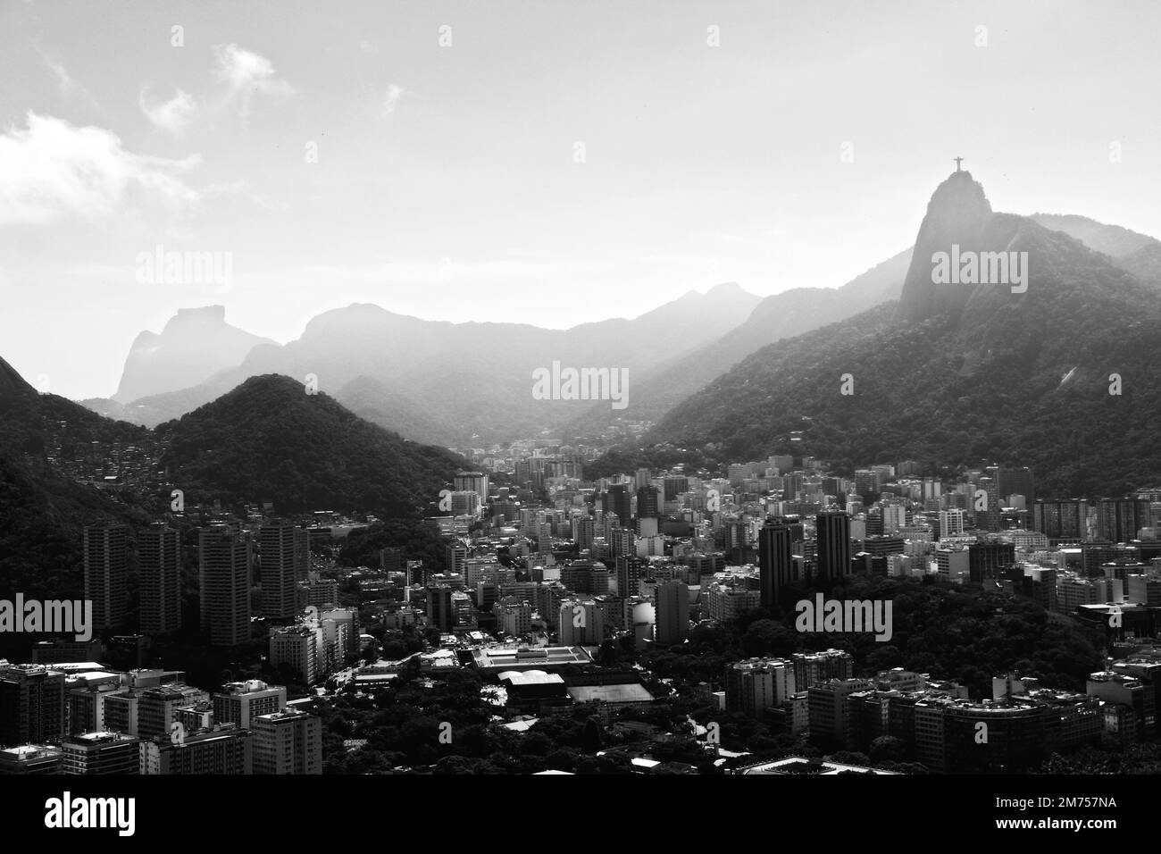 An aerial view of cityscape Rio de Janeiro surrounded by buildings and ...