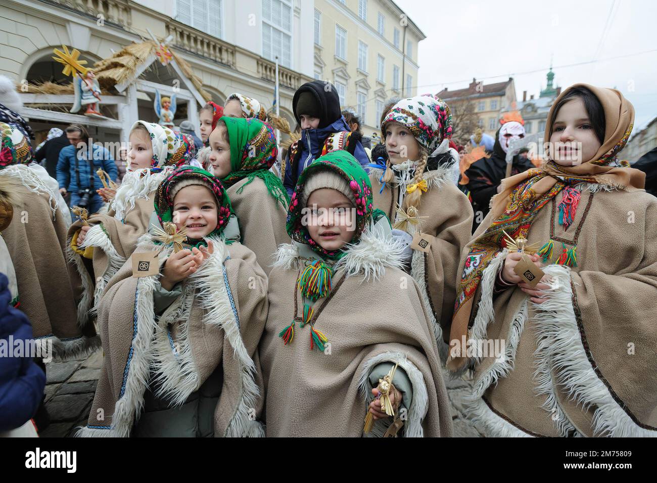 Lviv, Ukraine. 06th Jan, 2023. Ukrainian little girls sing Christmas ...