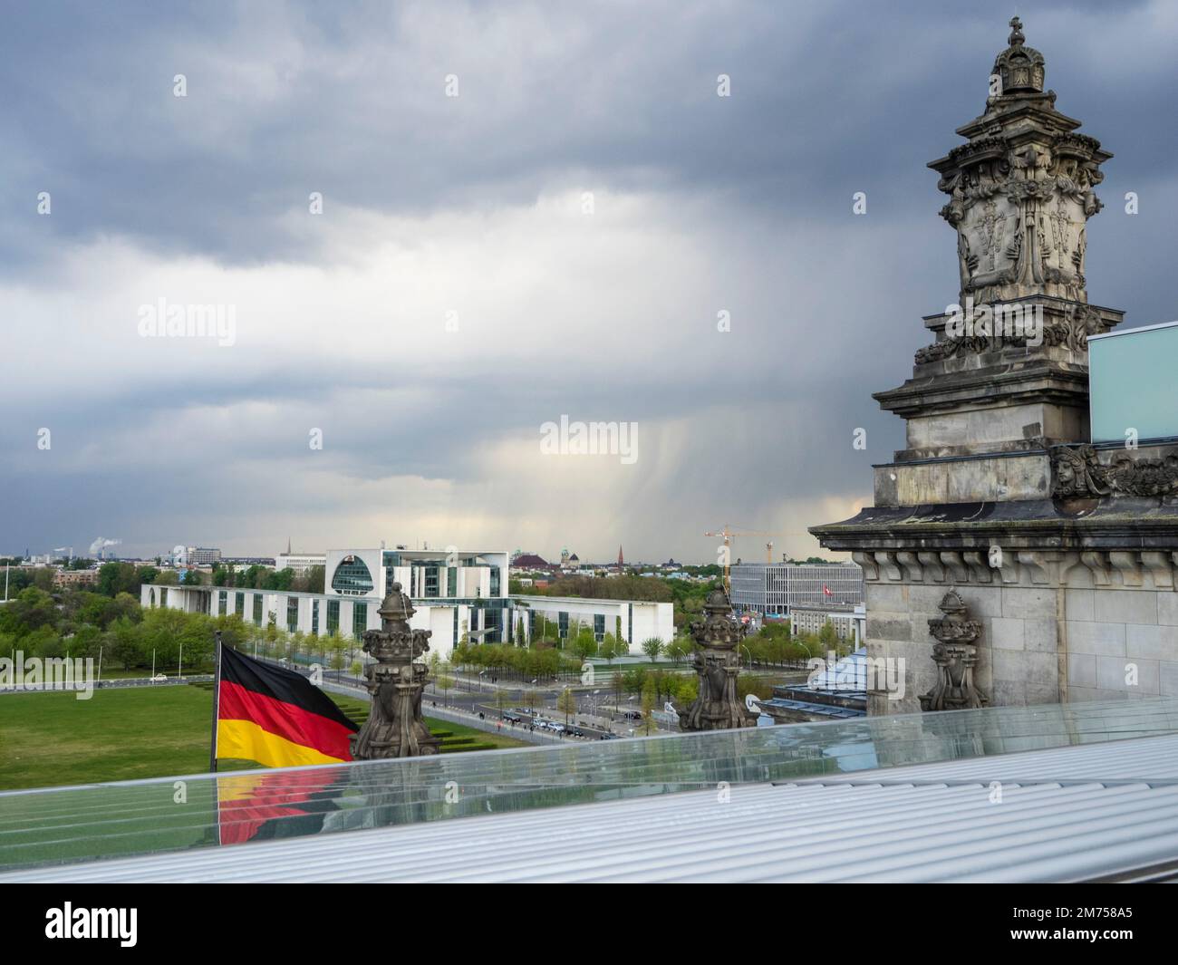 German Chancellery from the rooftop of the Reichstag, Berlin, Germany ...