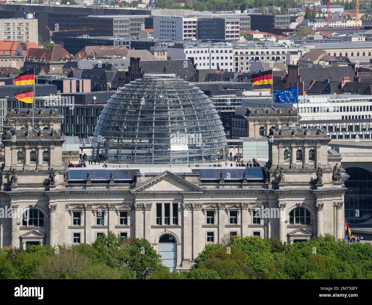 Cityscape view towards the Reichstag Dome as seen from the viewing ...