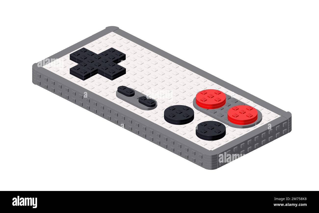 Retro gamepad 90s isometric on white background. Vector illustration ...