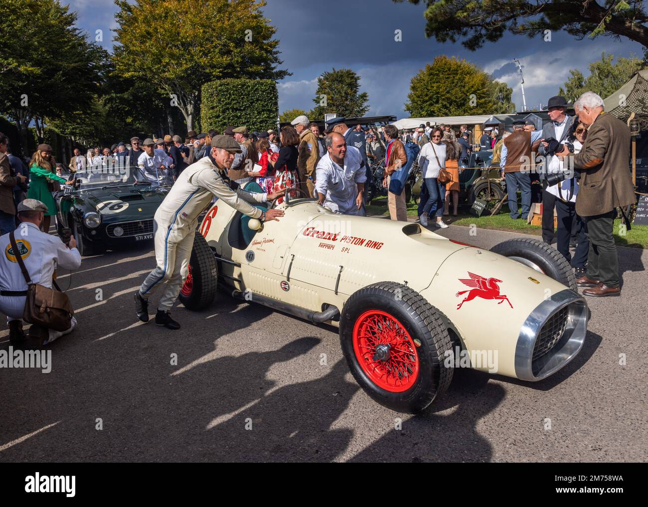 A 1952, Ferrari Tipo 375 Grand Prix car heads for the circuit at the ...
