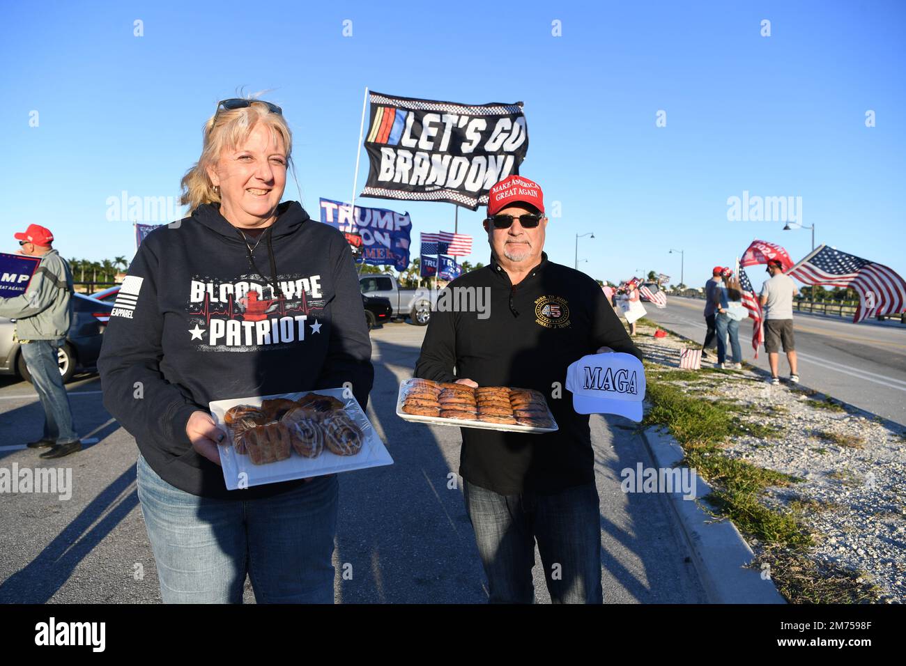 WEST PALM BEACH, FL - JANUARY 06: Pro Trump supporters rally outside ...