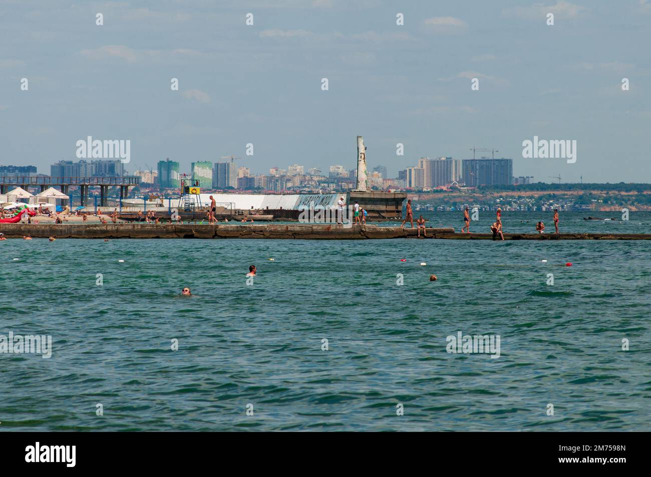 Odessa, Ukraine. July 23, 2021. Summer vacation season on the Black Sea ...