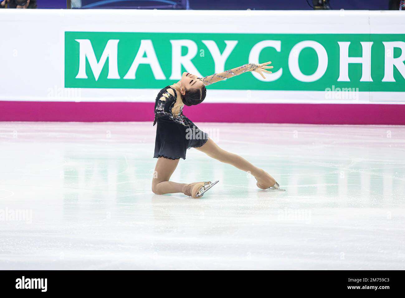 Minsol Kwon (KOR) performs during day 1 of the Junior Women Short ...