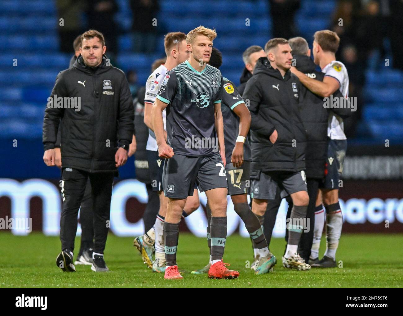 Plymouth Argyle defender Saxon Earley (24) at full time during the Sky ...