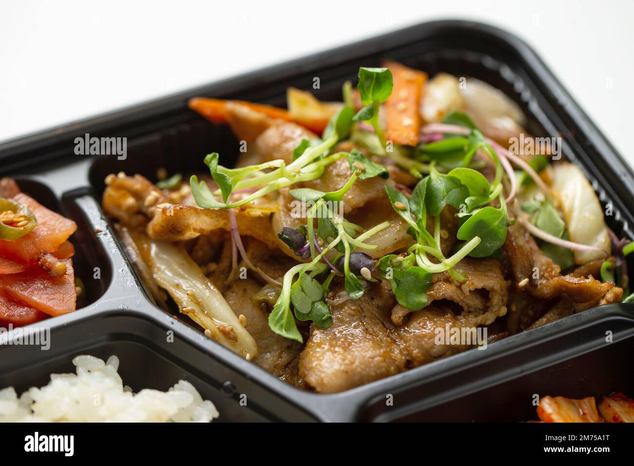 Various side dishes and samgyeopsal lunch box Stock Photo - Alamy