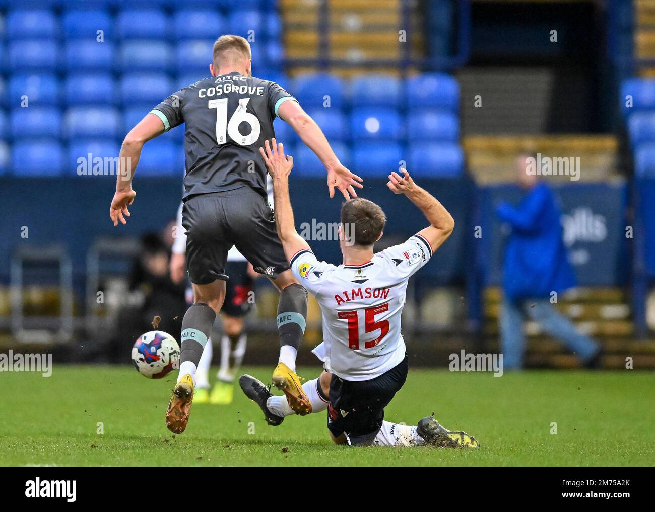 Bolton Wanderers defender Will Aimson (15) defending Plymouth Argyle ...