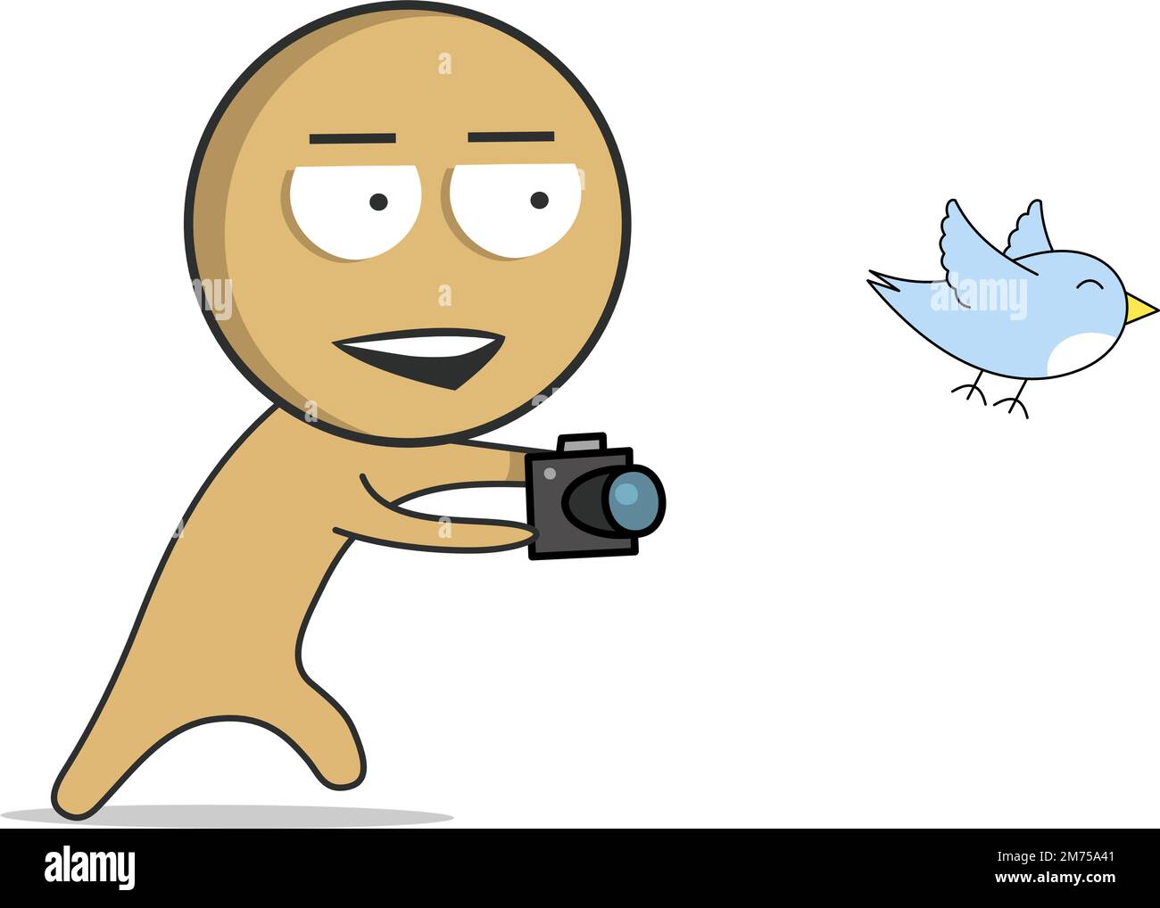 A photographer with a camera in his hands photographs a bird Stock ...