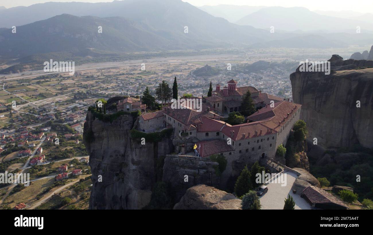 An aerial view of monastery of saint Stephen in Meteora Stock Photo - Alamy