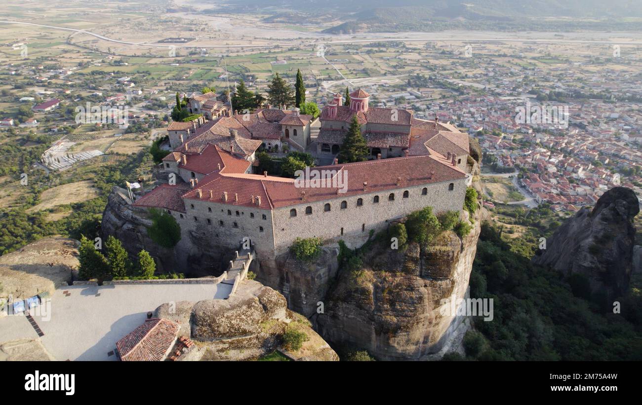 An aerial view of monastery of saint Stephen in Meteora Stock Photo - Alamy