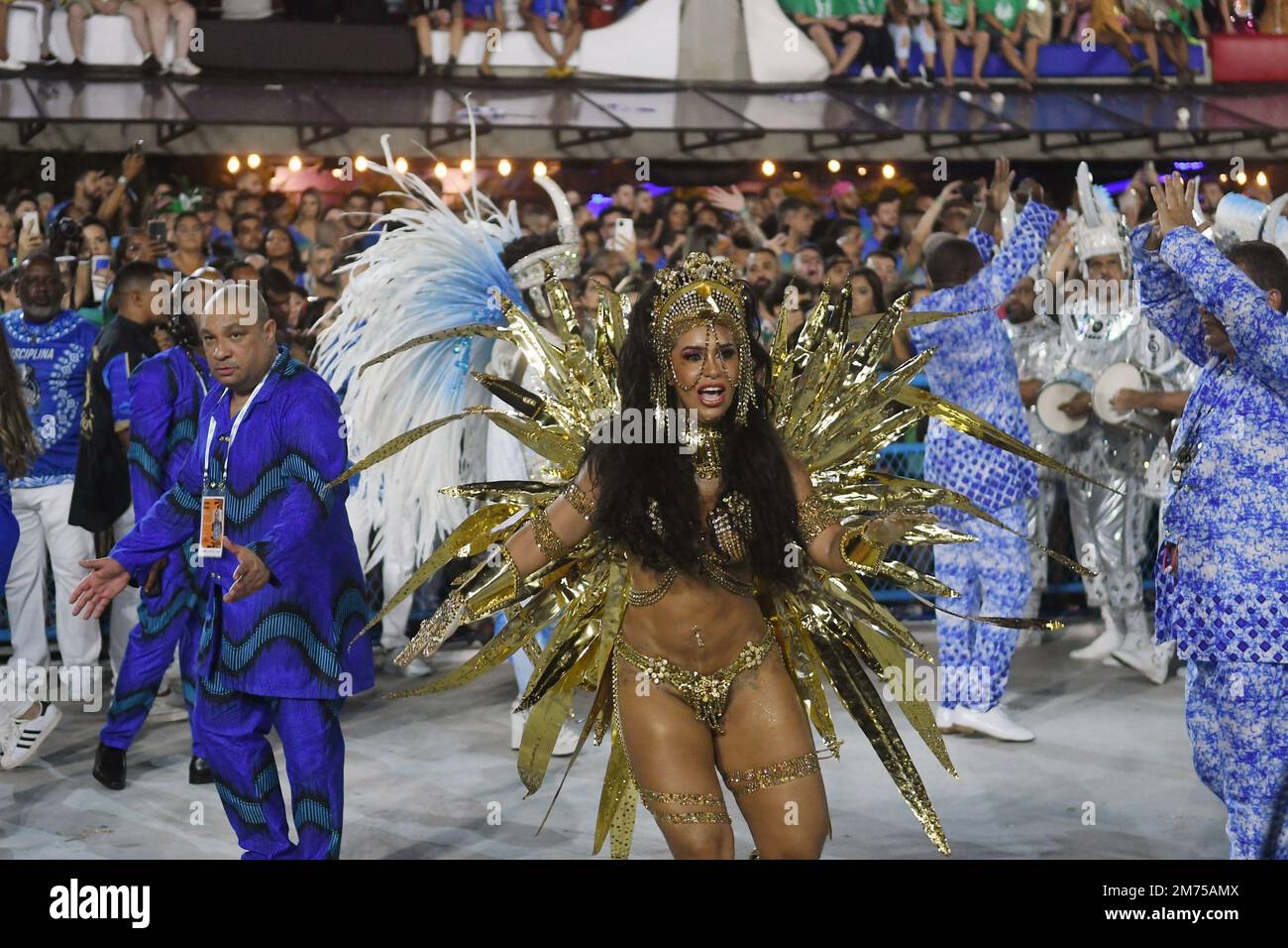 Rio de Janeiro, Brazil,April 23, 2022. Parade of the samba school Beija Flor de Nilópolis ...