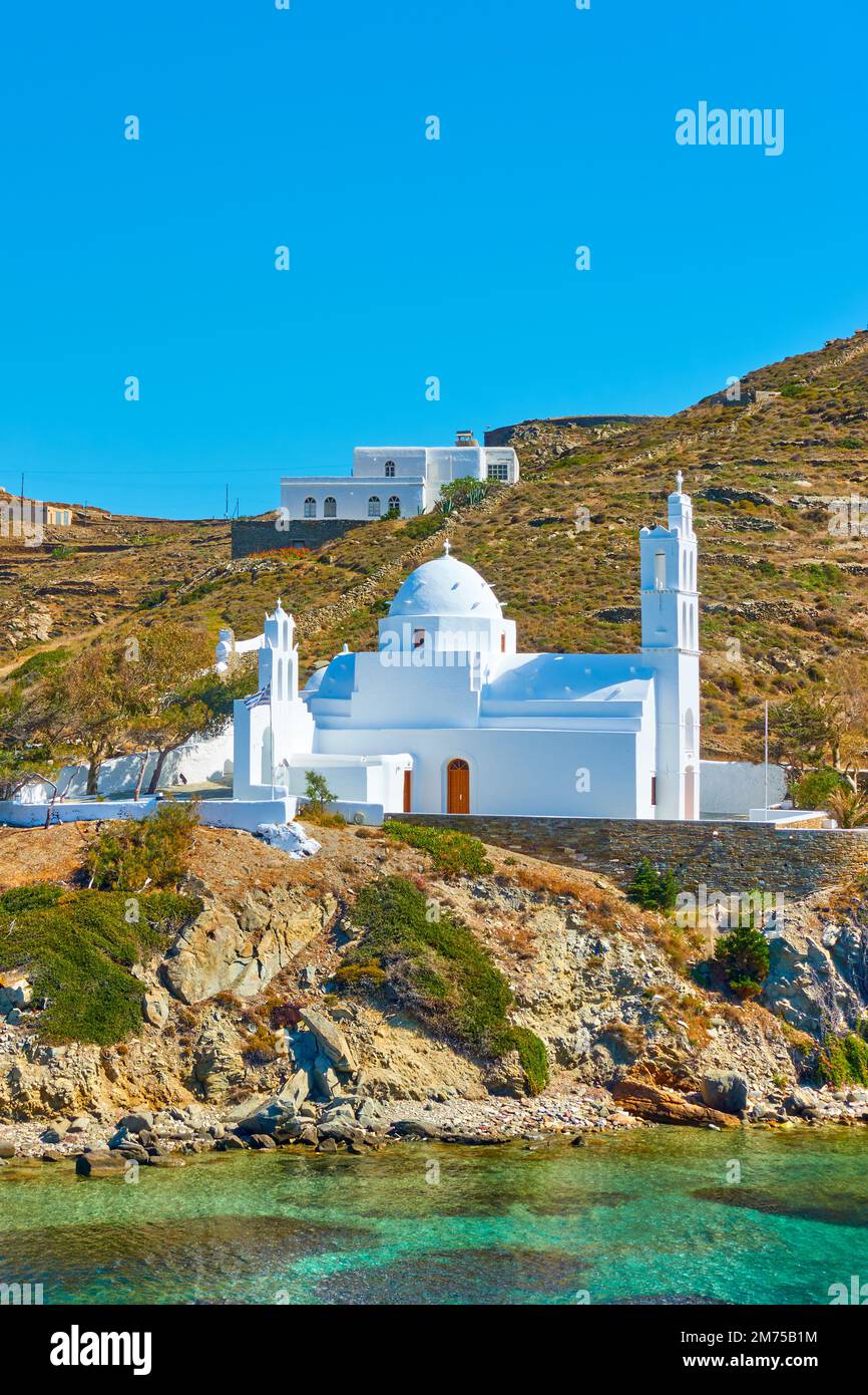 Greek church on the shore in Paros Island, Greece Stock Photo - Alamy