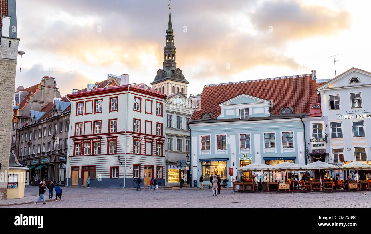 Tallinn, Estonia - October 19, 2022: Cityscape with Saint Olaf church ...