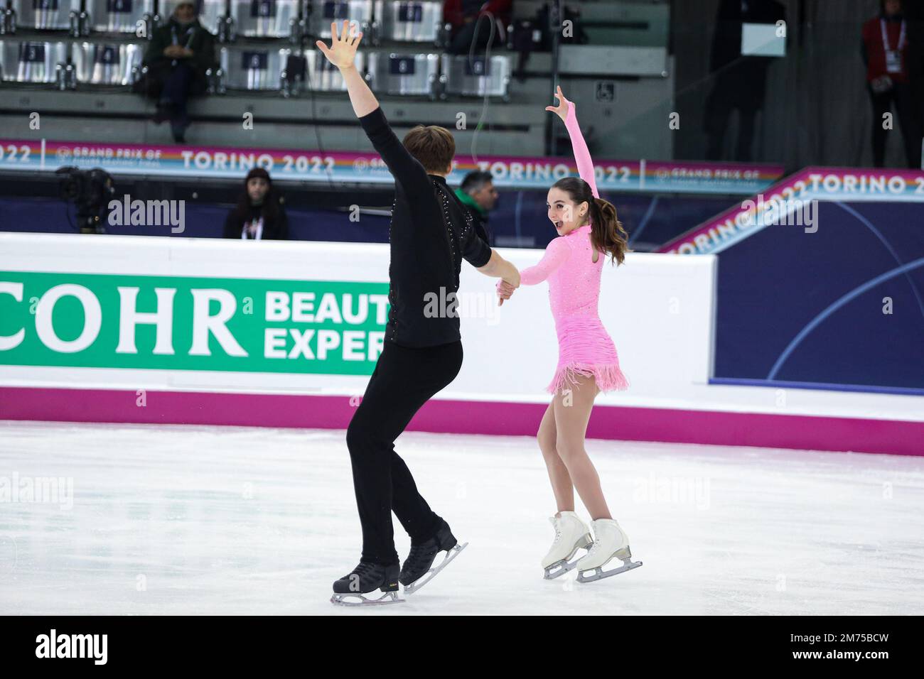 Sophia Baram and Daniel Tioumentsev (USA) perform during the Junior ...