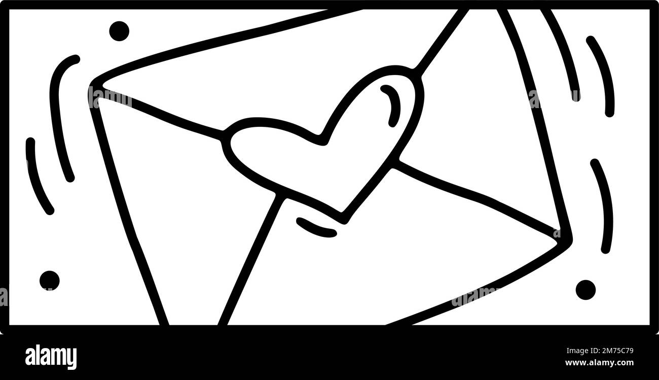 Valentine vector composition envelope with heart. Hand drawn love ...