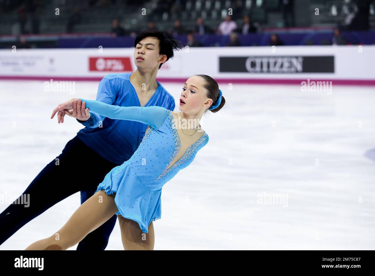 Cayla Smith and Andy Deng (USA) perform during the Junior Pairs Short ...