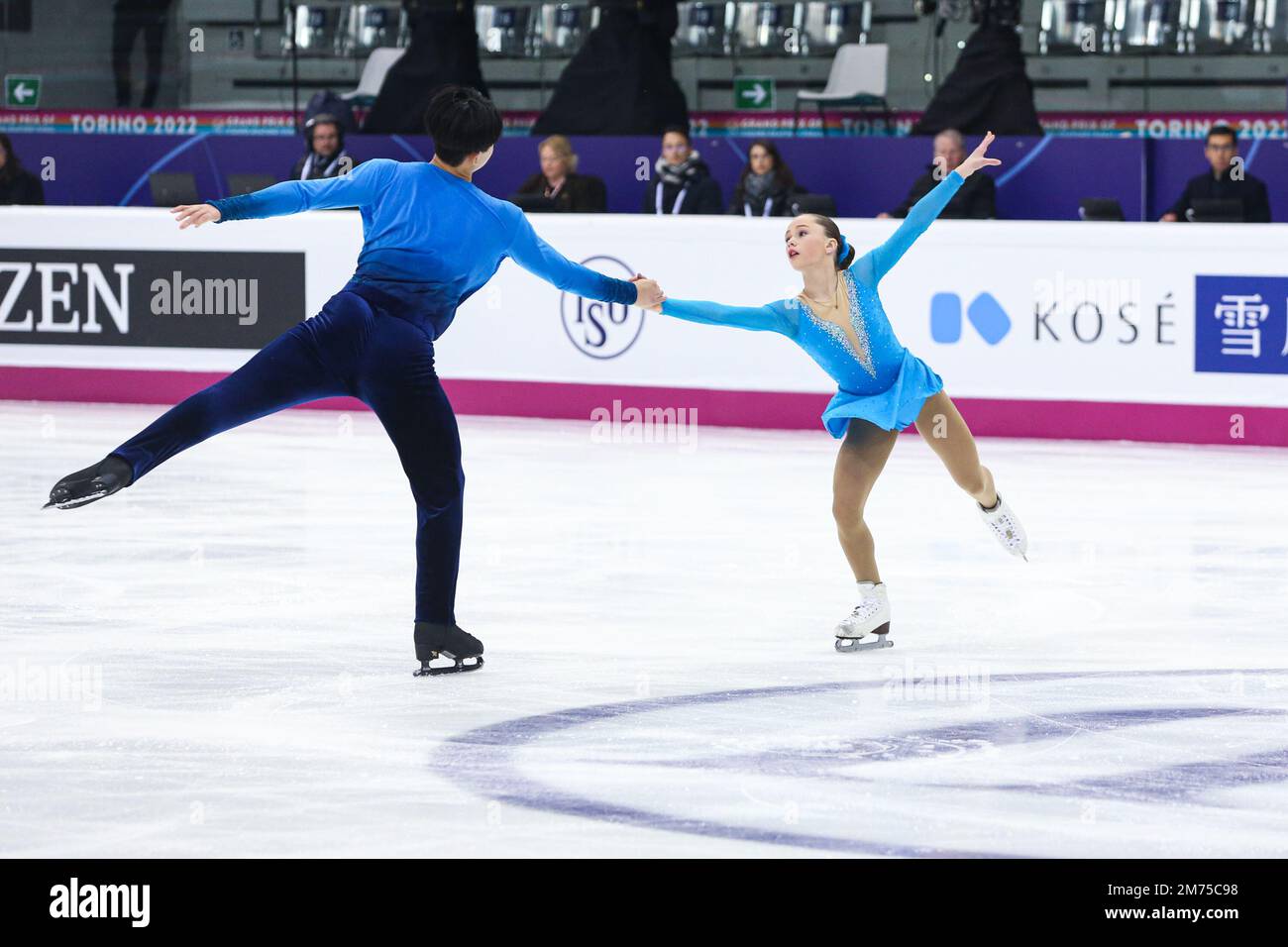Cayla Smith and Andy Deng (USA) perform during the Junior Pairs Short ...
