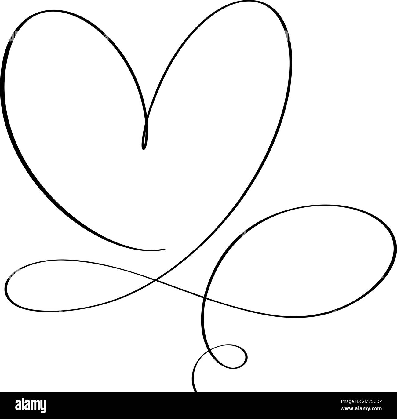 Vector curly heart and forever love sign. Infinity romantic symbol ...