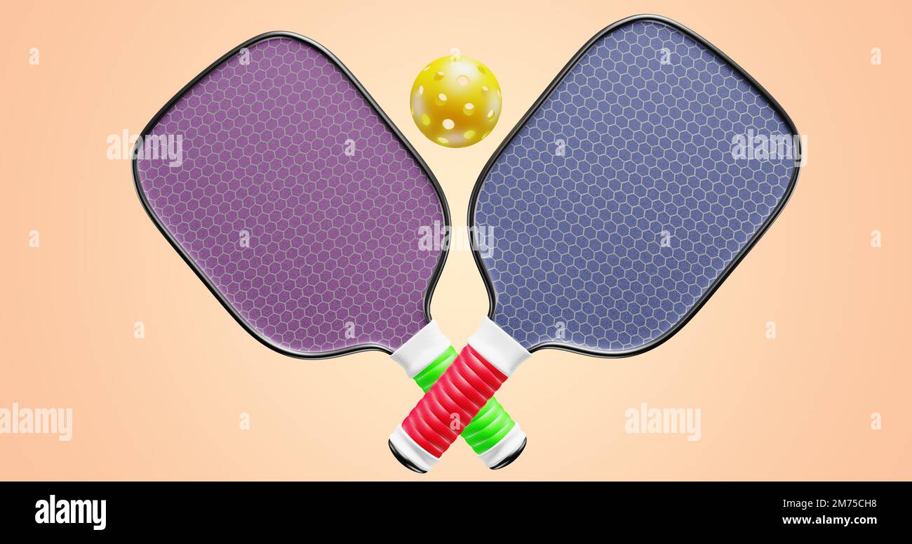 Pickleball ball and rackets for playing. Sports equipment set 3D ...