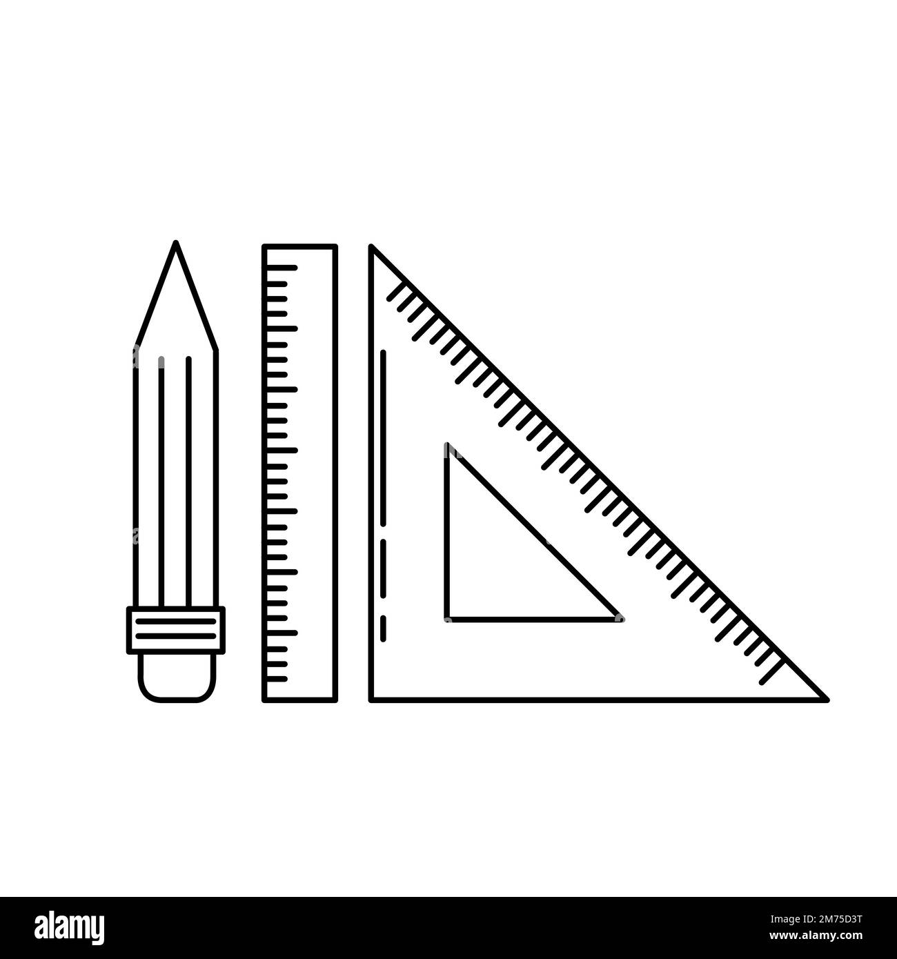 Pencil and ruler outline design vector illustration on white background ...