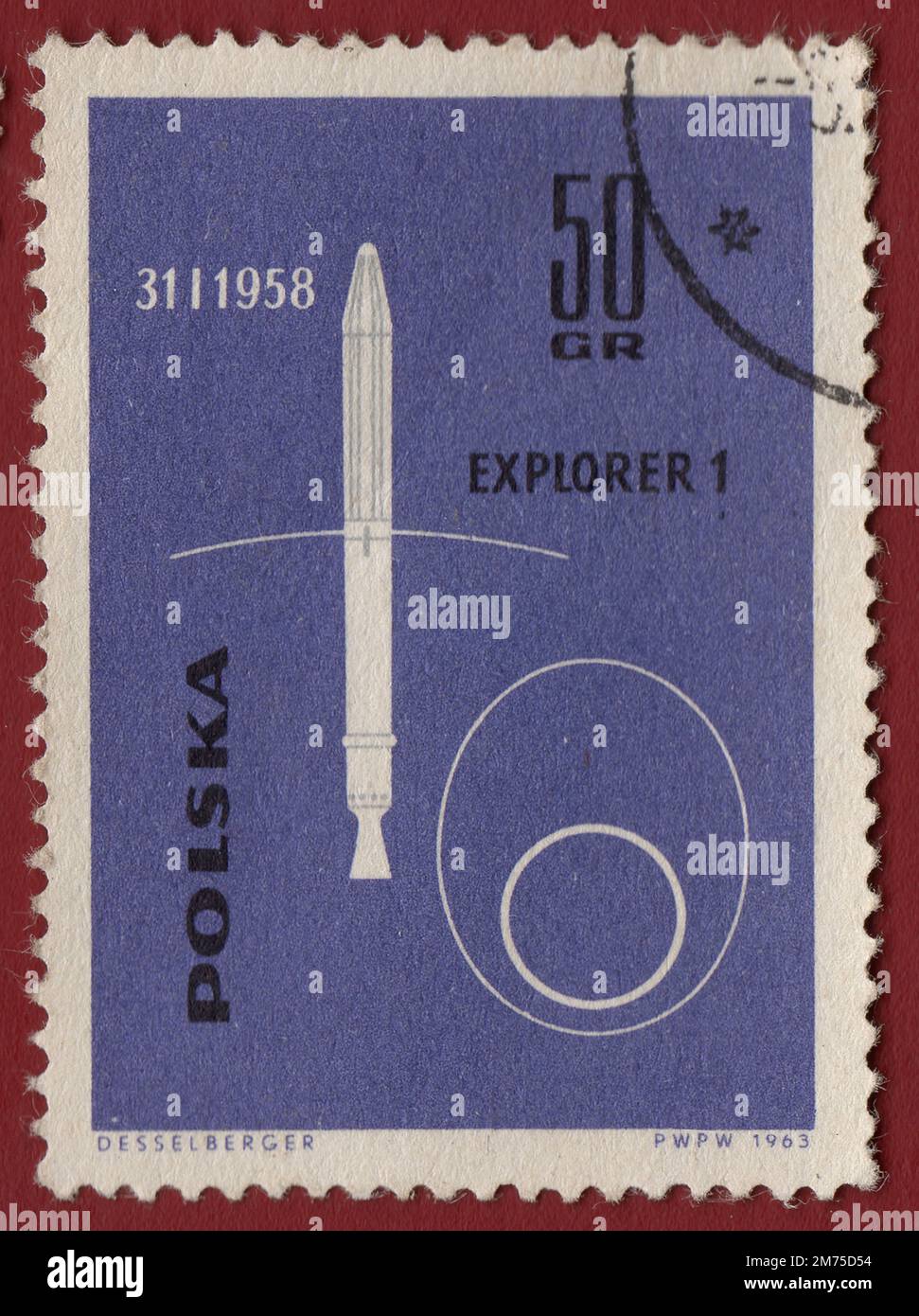 POLAND - CIRCA 1963: stamp printed by Poland, shows Explorer-1 was the ...