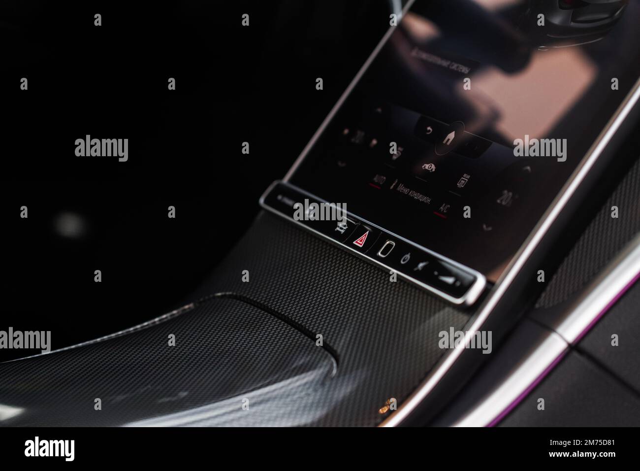 View of dashboard with navigation system in modern car Stock Photo - Alamy