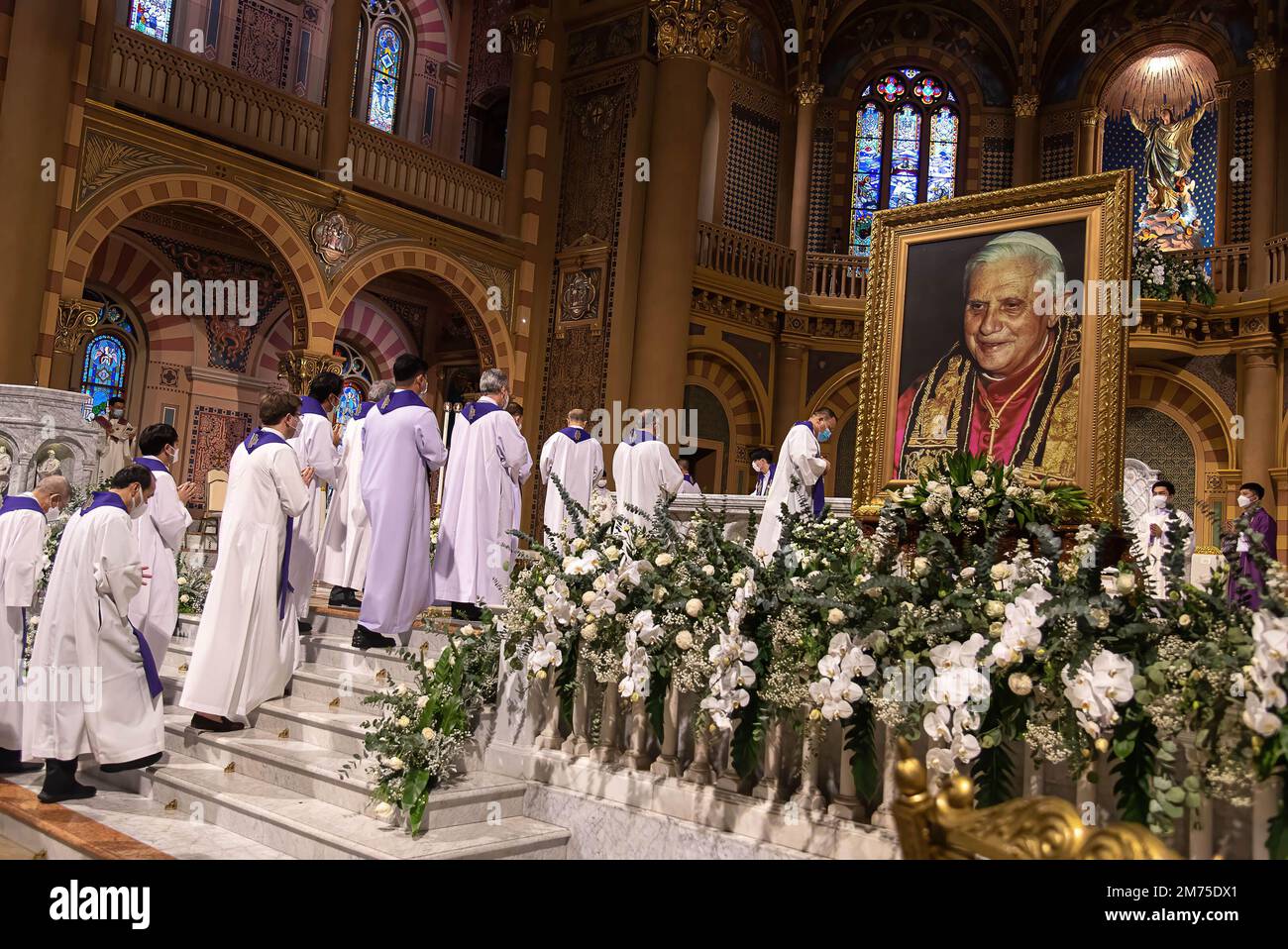 Thai Catholic priests seen during the Tribute to The Death of the Pope ...