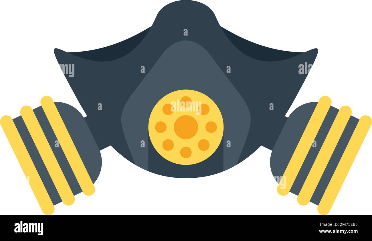 Respirator gas mask icon flat vector. Air chemical. Safety helmet ...