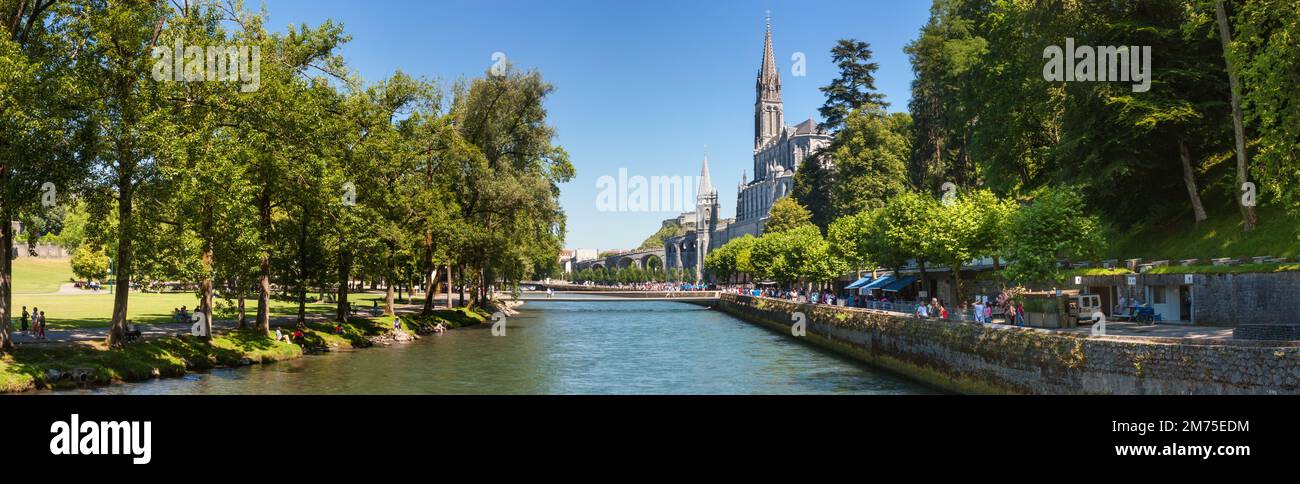 Panoramic view of the city Lourdes - the Sanctuary of Our Lady of ...