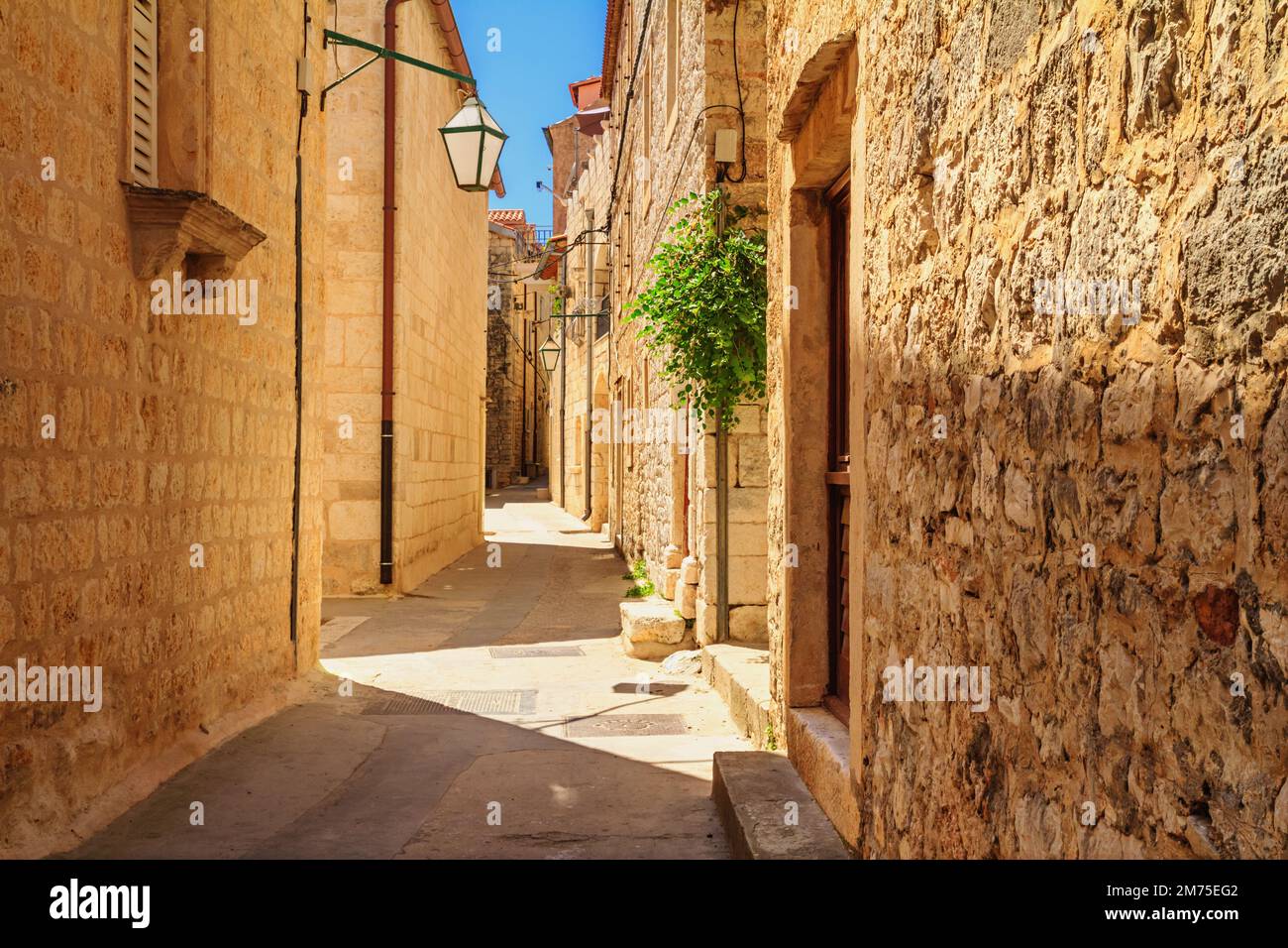 Mediterranean summer cityscape - view of a medieval street in the Old ...