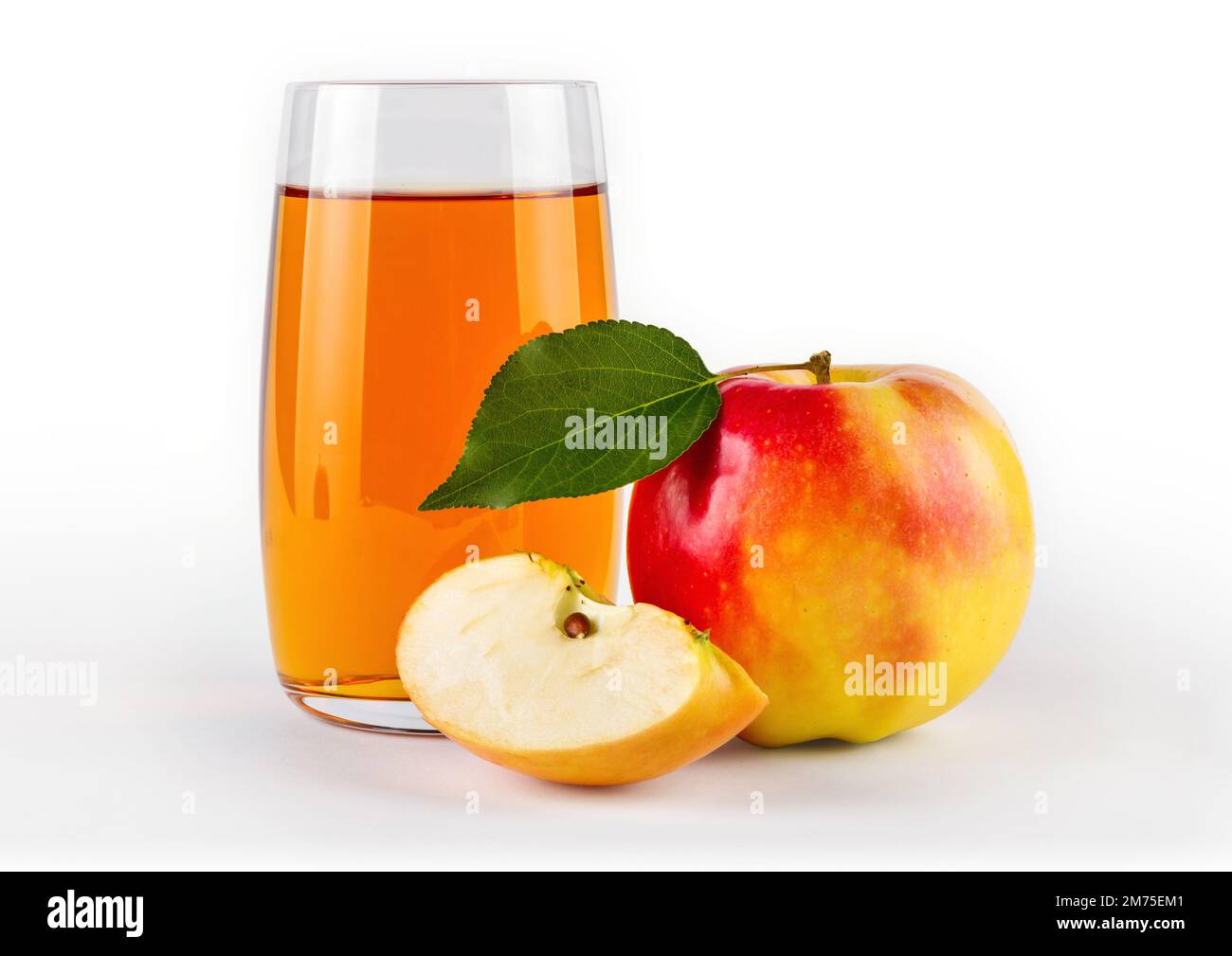 Fresh organic apple juice in glass with raw materials from whole and ...