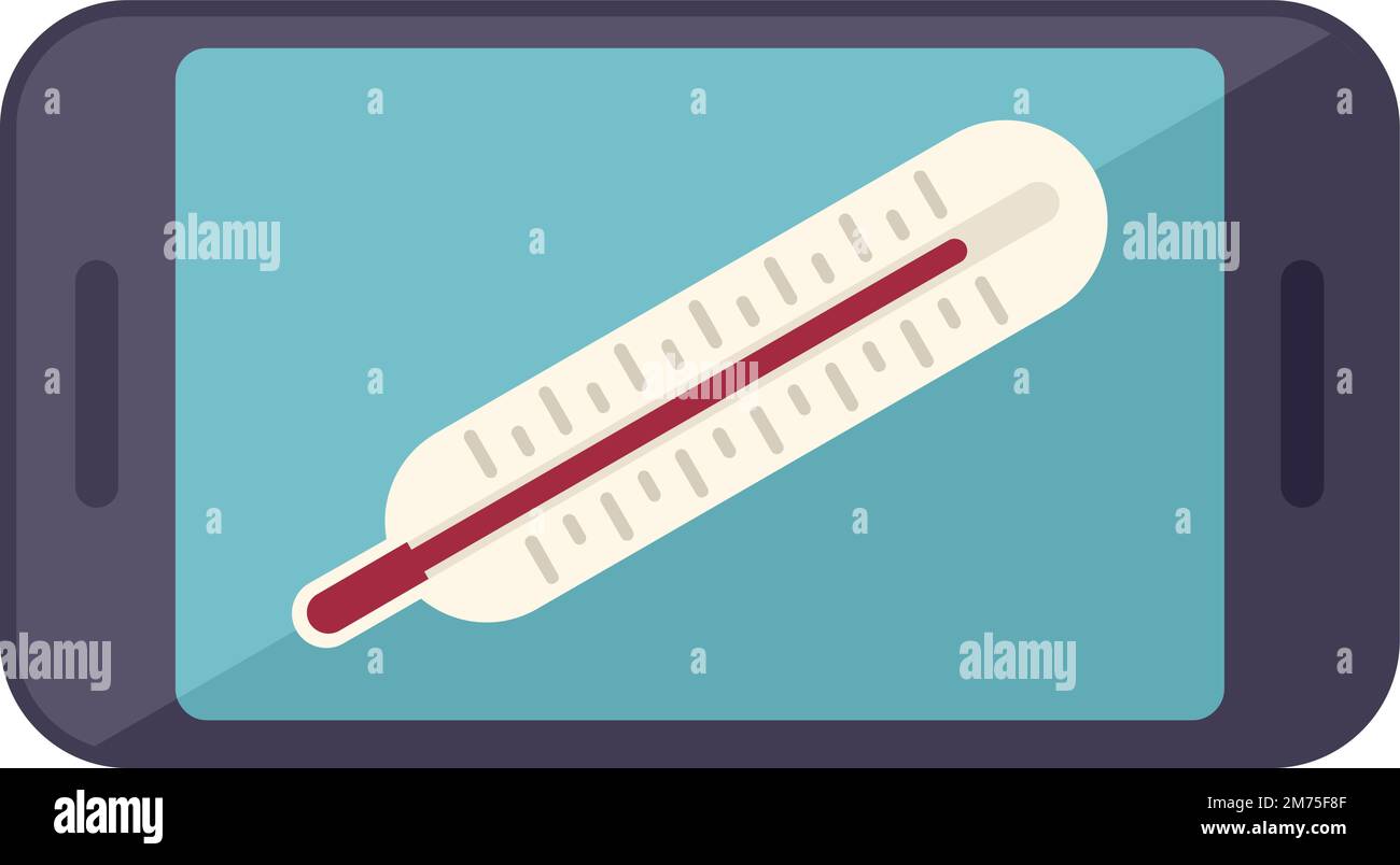 Online thermometer icon flat vector. Patient health. Medical care ...