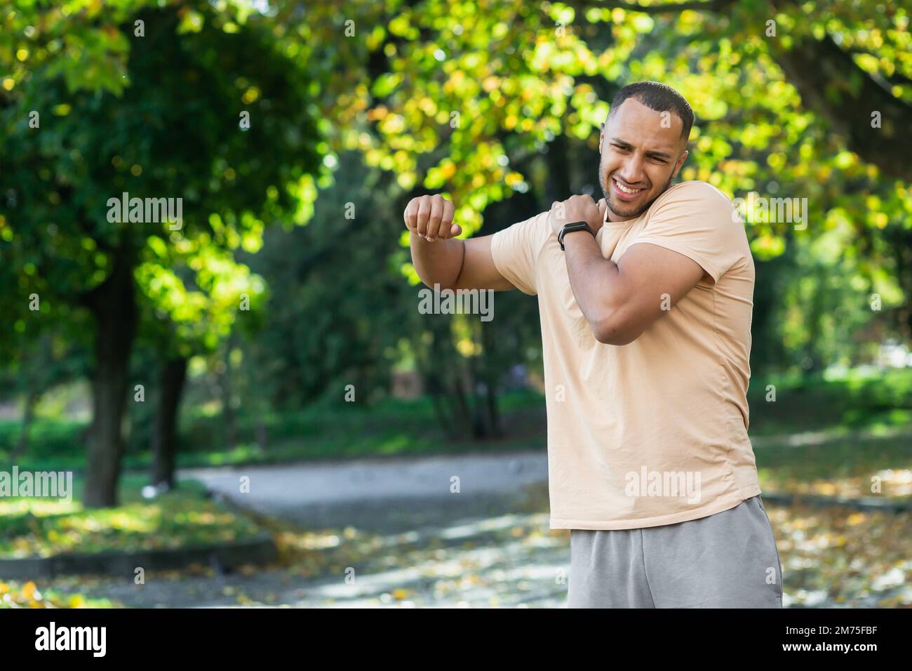 A man injured his shoulder during a fitness class, an African-American ...