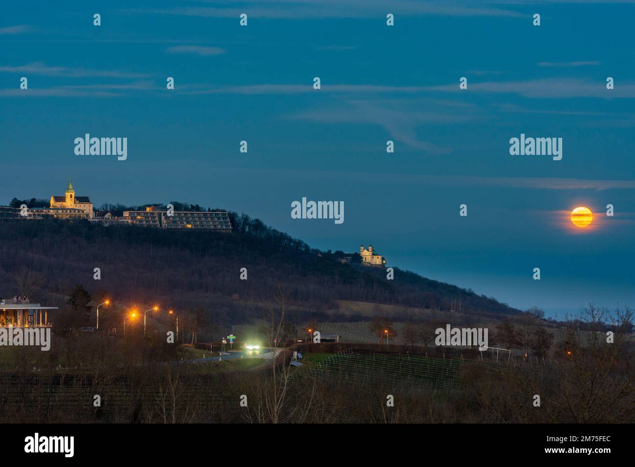 Wien, Vienna: full moon in Wienerwald (Vienna Woods) with restaurant ...