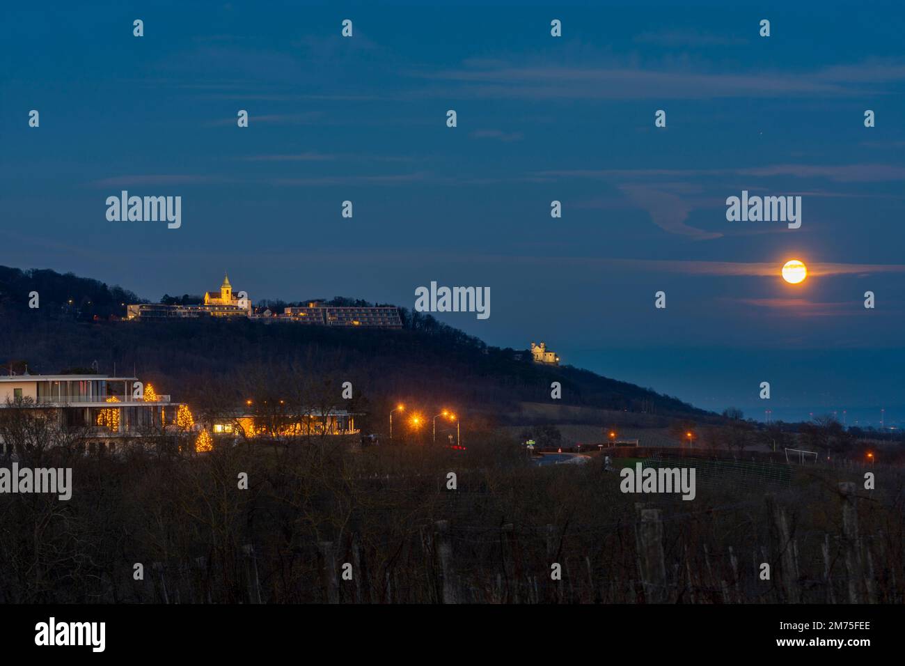 Wien, Vienna: full moon in Wienerwald (Vienna Woods) with restaurant ...