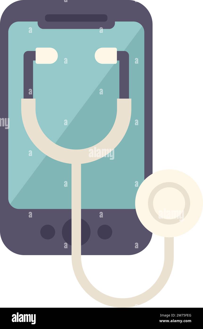 Online stethoscope icon flat vector. Doctor health. Care clinic ...