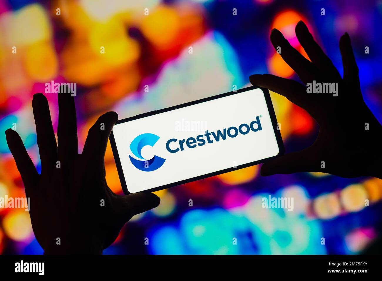 In this photo illustration, the Crestwood Equity Partners logo is ...