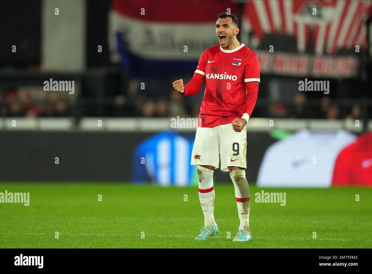ALKMAAR - Vangelis Pavlidis of AZ celebrates the 1-0 during the Dutch ...